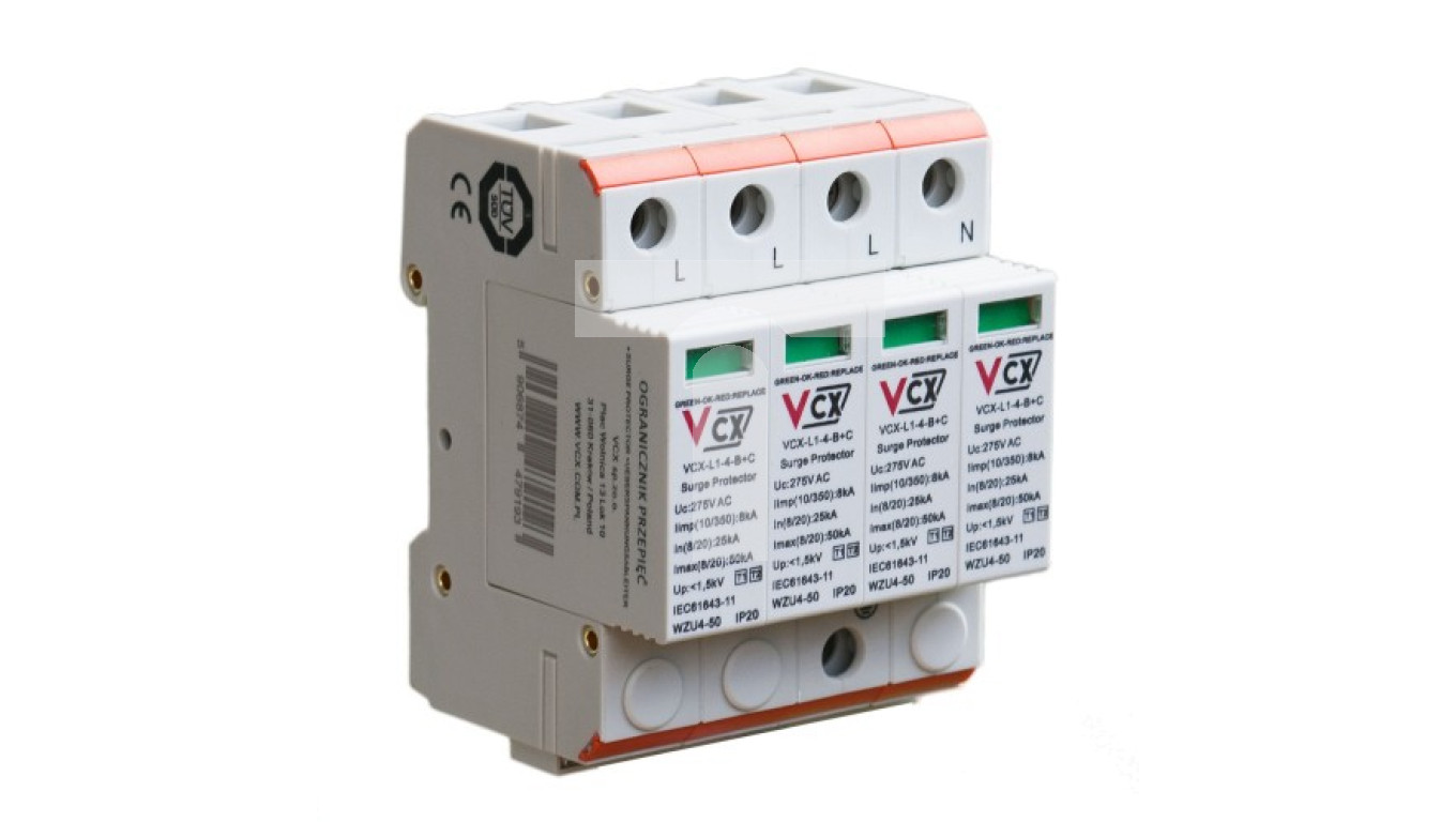 Ogranicznik przepięć typ 1+2 (B+C) 4P 8kA VCX Professional – VCX | TIM SA