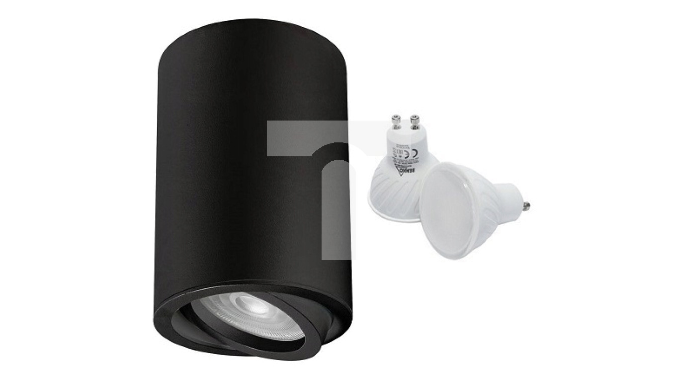 Oprawa downlight LED natynkowa halogenowa tuba 50W czarna ruchoma GU10 ...