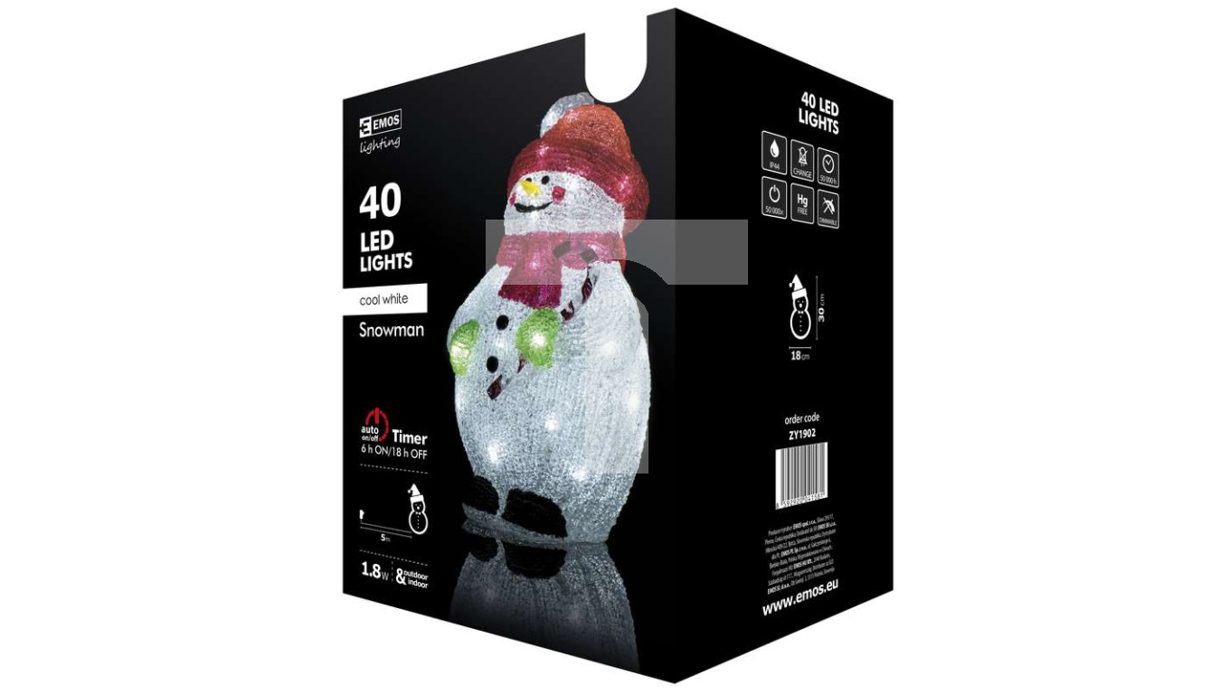 Ozdoby świąteczne bałwan XMAS snowman TIMER 1,8W 40LED 5m IP44 zimny ...