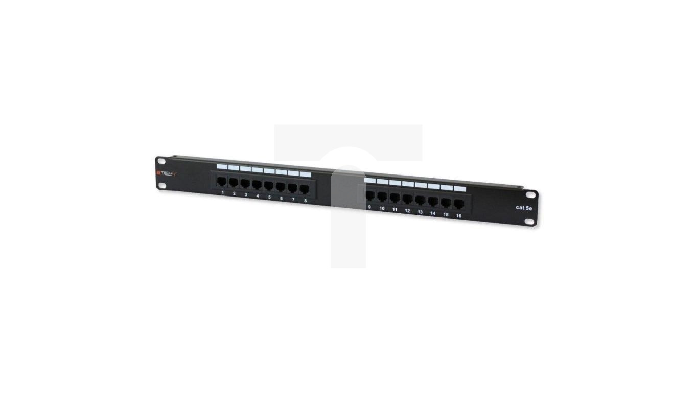 Patch Panel 1U UTP 16x RJ45 Cat5e Czarny – Techly | TIM SA