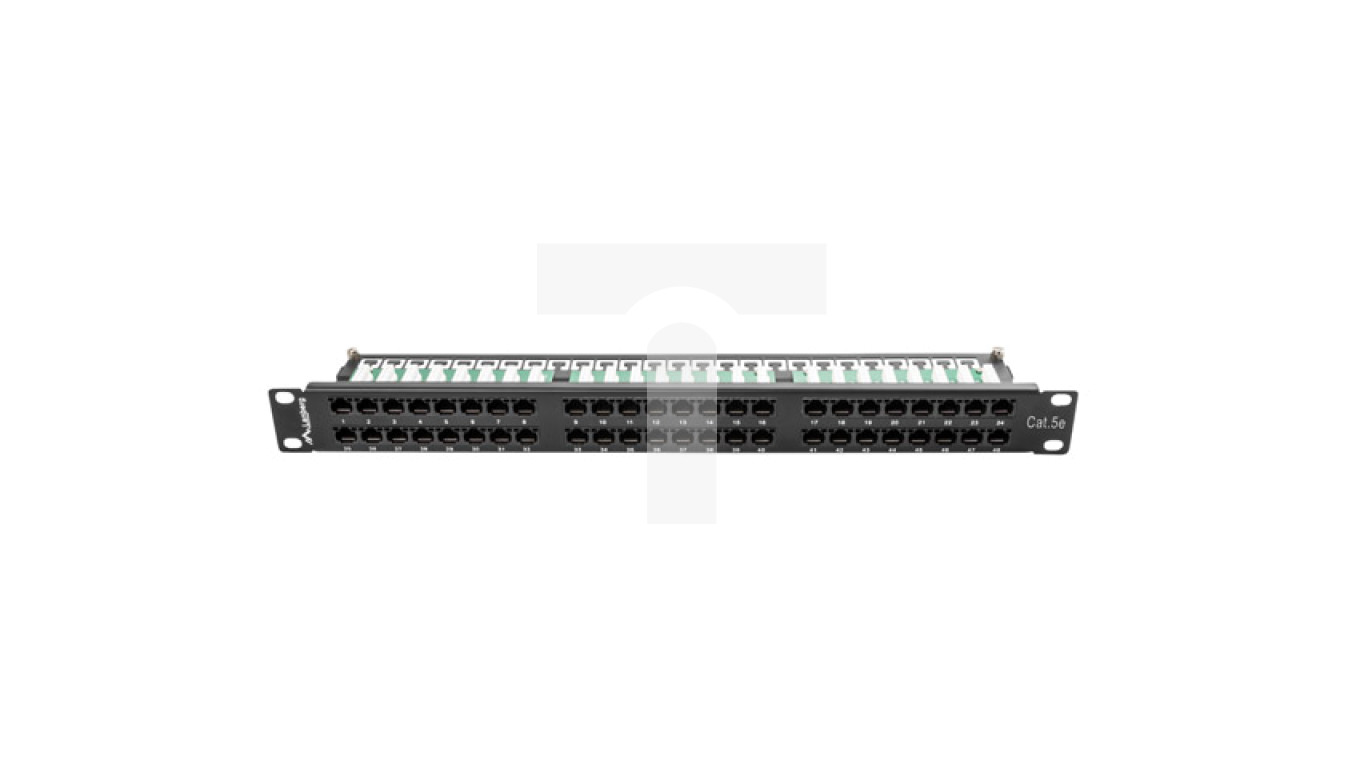 Patch panel 48 PORT 1U kat.5e czarny PPU5-1048-B – LANBERG | TIM SA