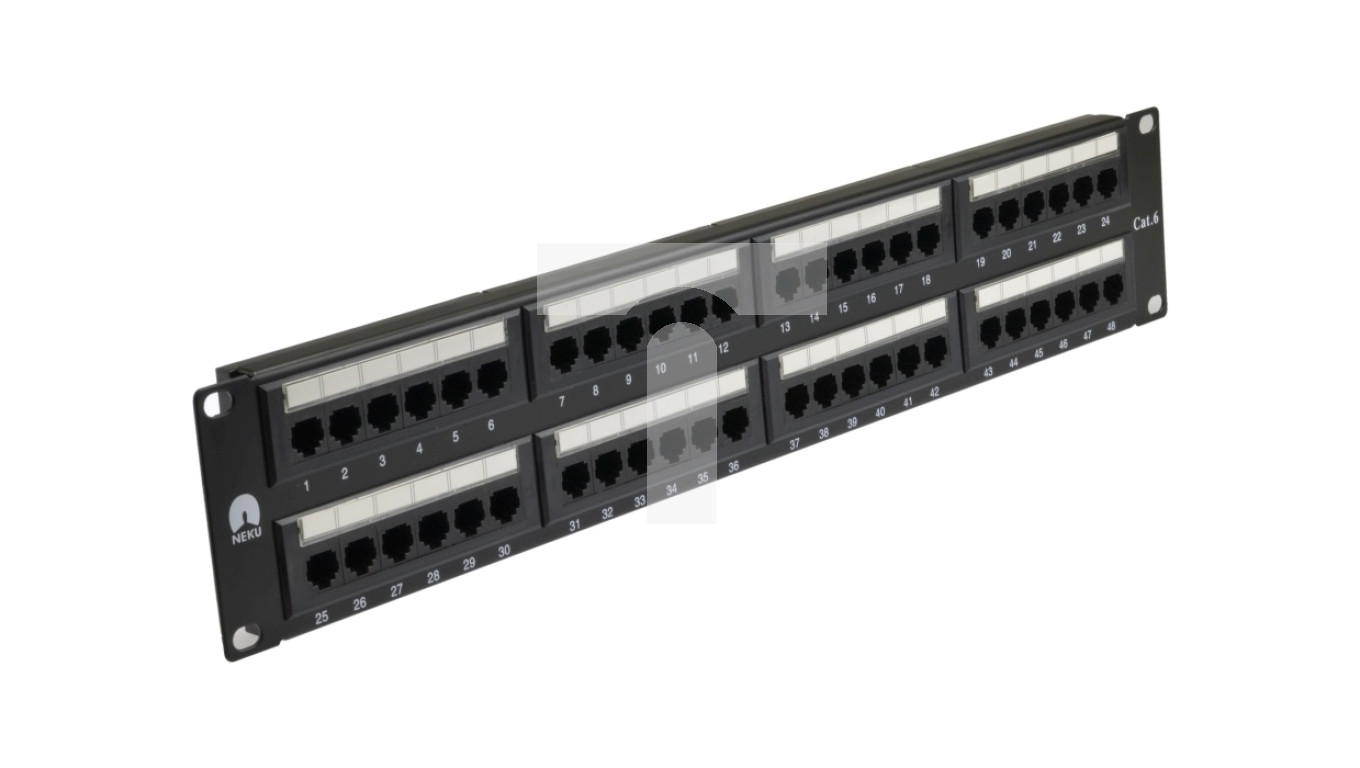 Patch panel RACK 19 kat.6 48p UTP 2U czarny NEKU – NEKU POLSKA | TIM SA
