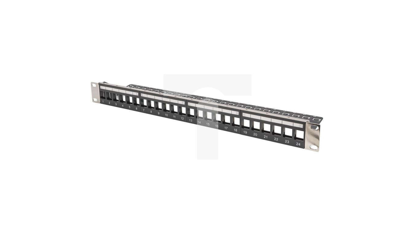 Patch panel pusty RACK 19 1U na 24 moduły keystone czarny STP DIGITUS ...