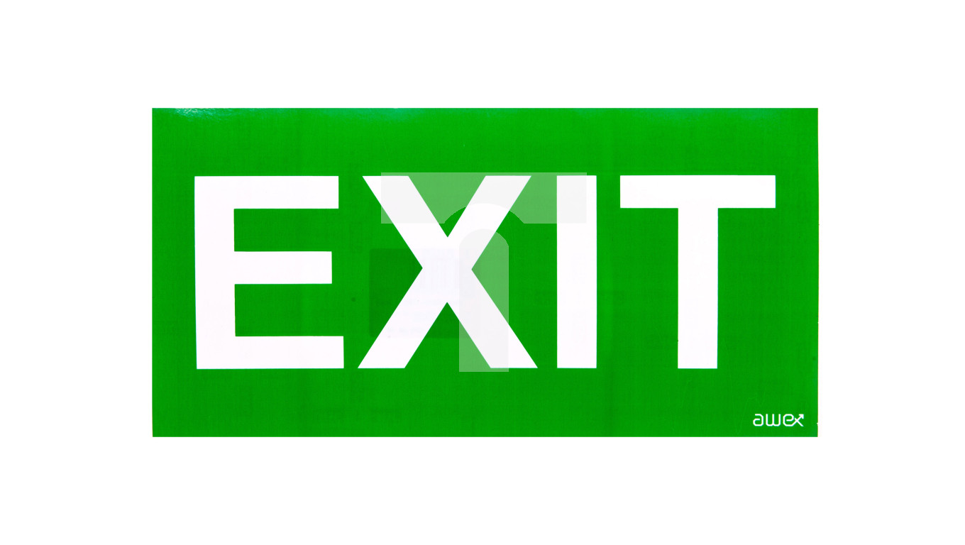 Piktogram PD28 150x300 EXIT logo awex (ISO7010) – Awex Rafał Stanuch Sp ...