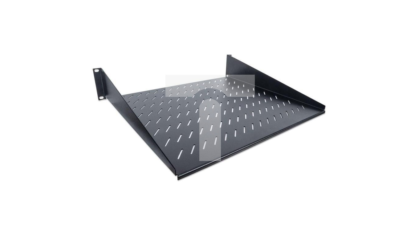 Półka 2U 400mm rack 19, 2 pkt mocowania, perforowana czarna ...