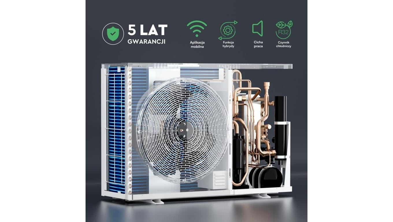 Pompa ciepła monoblok 4kW 1-faz V-TAC ATW +grzałka 3kW VT-M4KW-P1H3-W ...