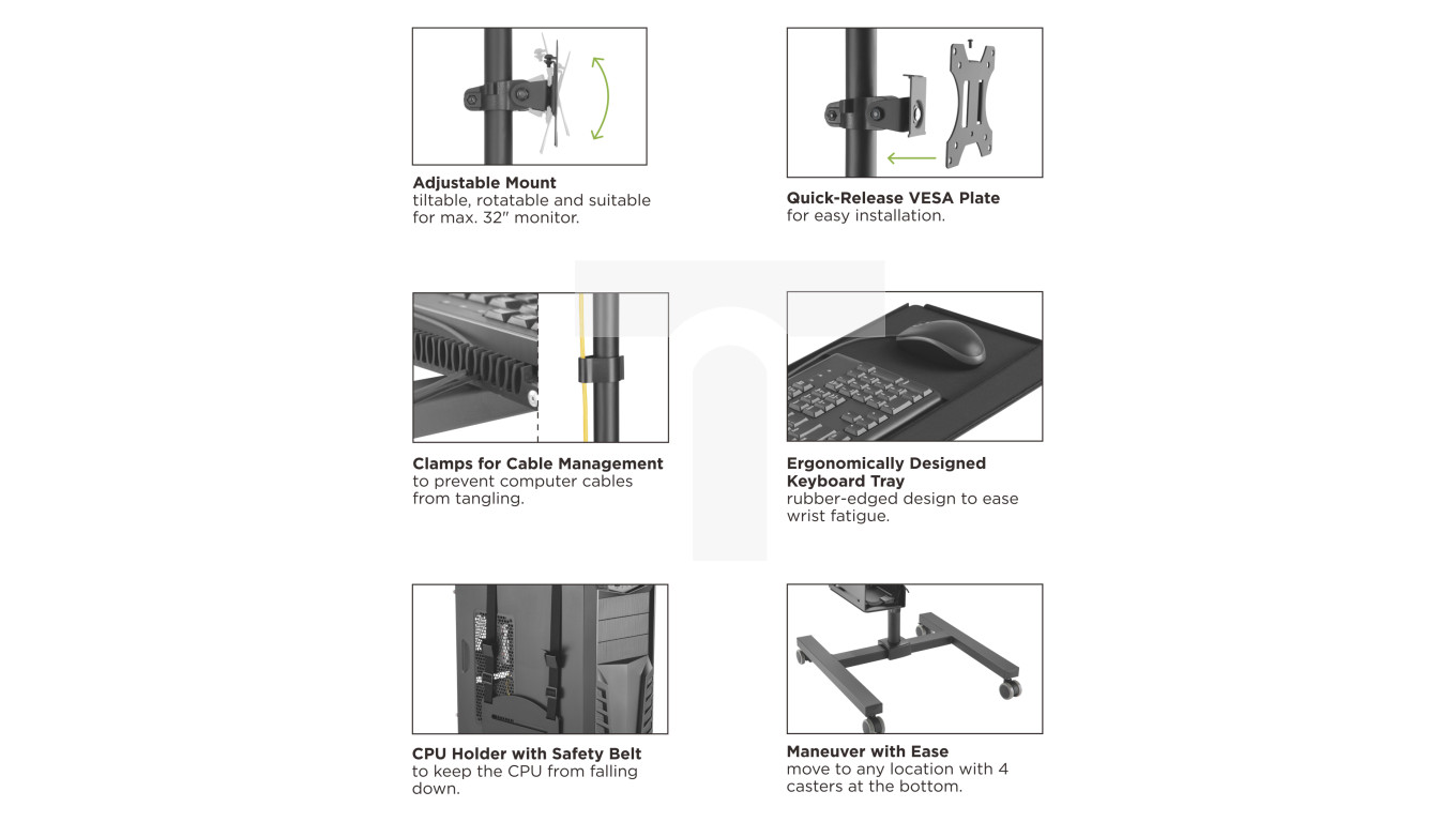 Profesjonalny stand wózek mobilne stanowisko komputerowe na kółkach ...