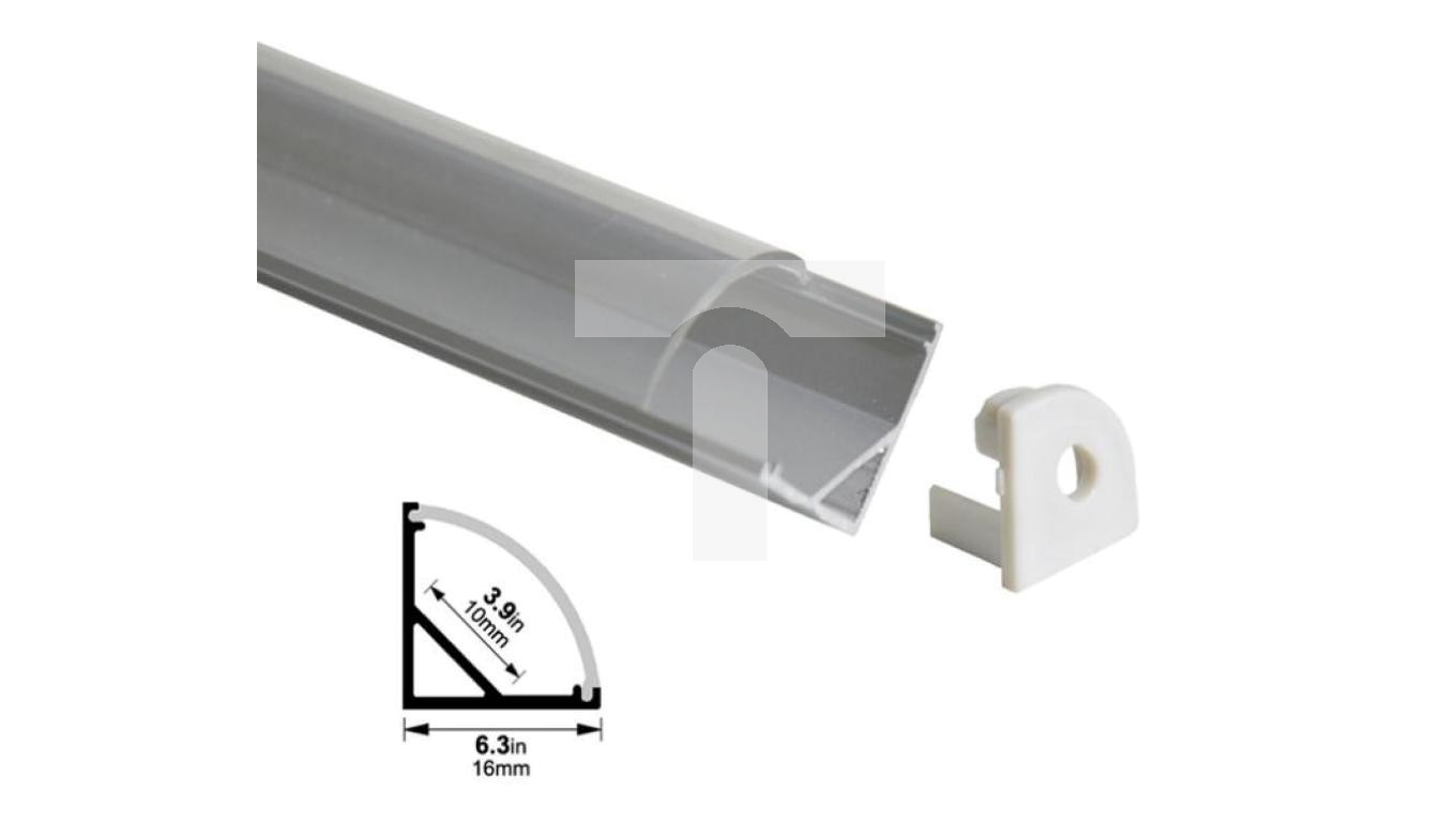 Profil LED kątowy anod. aluminium 2m z kloszem, zaślepkami i uchwytami ...