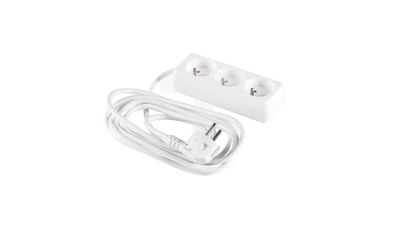 Przedłużacz 3-gniazda z/u 3m /H05VV-F 3G1/ biały PM-BW-3G-30 – ELCAN | TIM SA