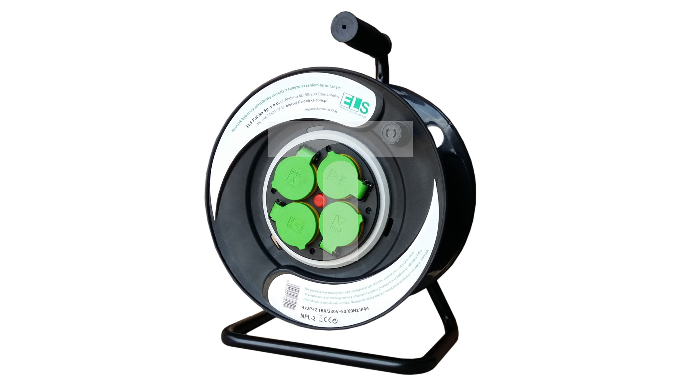 Przedłużacz 50m OW3*1,5 4x230V IP44 T bęben plastikowy stały panel ...