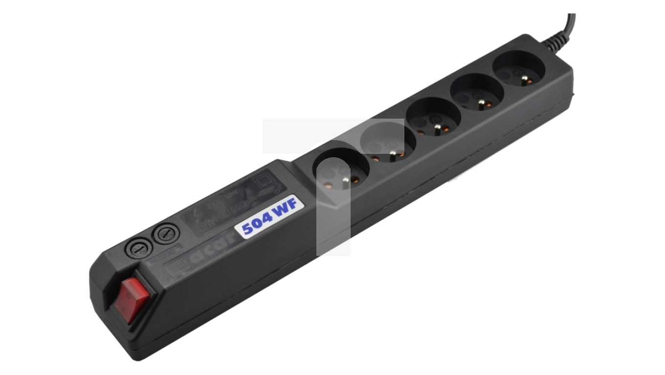 Przedłużacz przeciwprzepięciowy 5-gniazd z/u ACAR 504WF 3m czarny – HSK ...