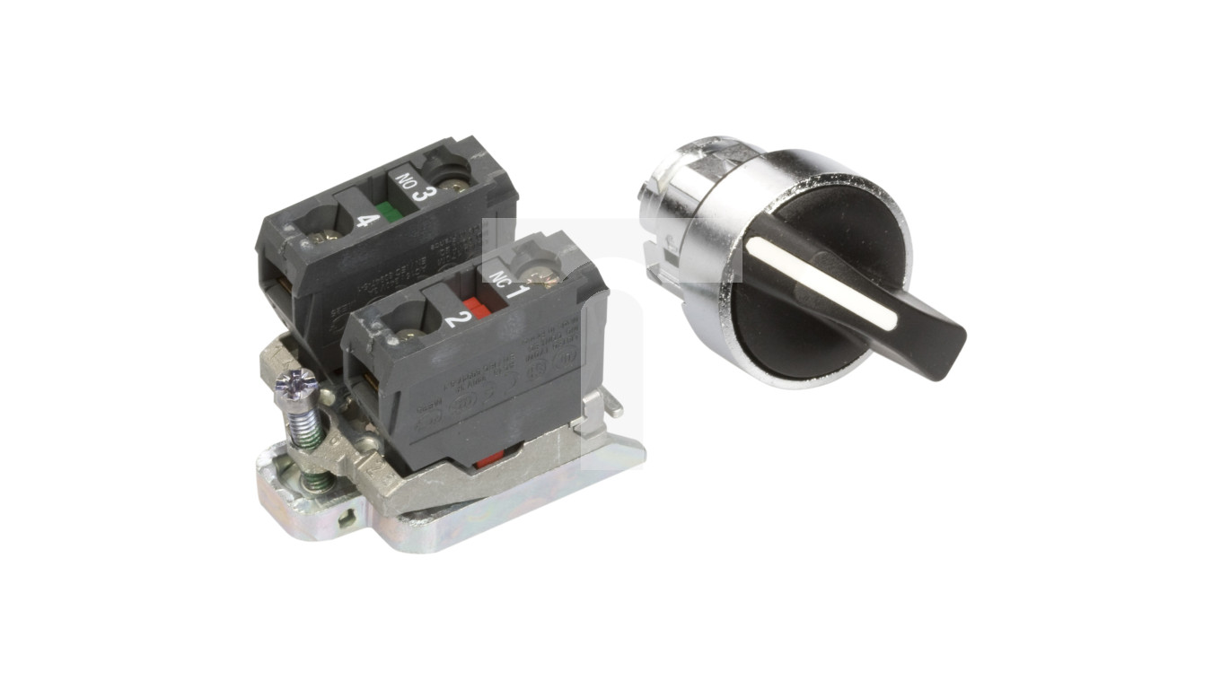 Przełącznik 2 położeniowy pokrętło 22mm czarny 1Z 1R bez samopowrotu XB4BD25 – Schneider | TIM SA