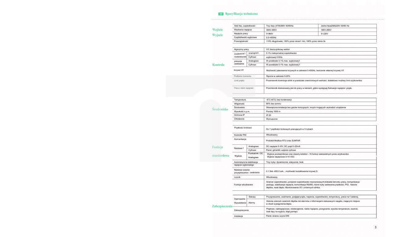 Przemiennik częstotliwości Simphoenix serii E500 Osiołek 1,5kW 7,5A ...