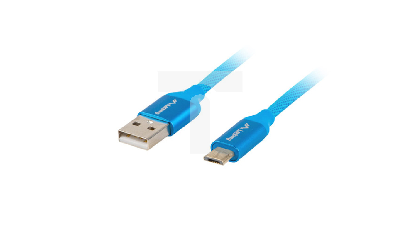 Przewód USB 2.0 HighSpeed USB - micro USB 1,8m niebieski PREMIUM QC 3.0 ...