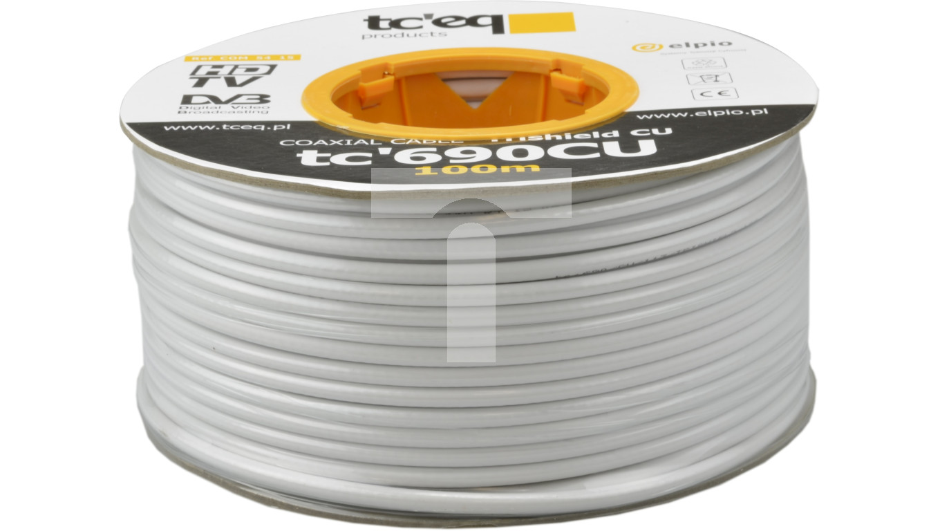 Przewód antenowy 75ohm TC6 Trishield 1,13/4,8/7,2 Cu ekran 90 biały /10m/ – ELPIO | TIM SA