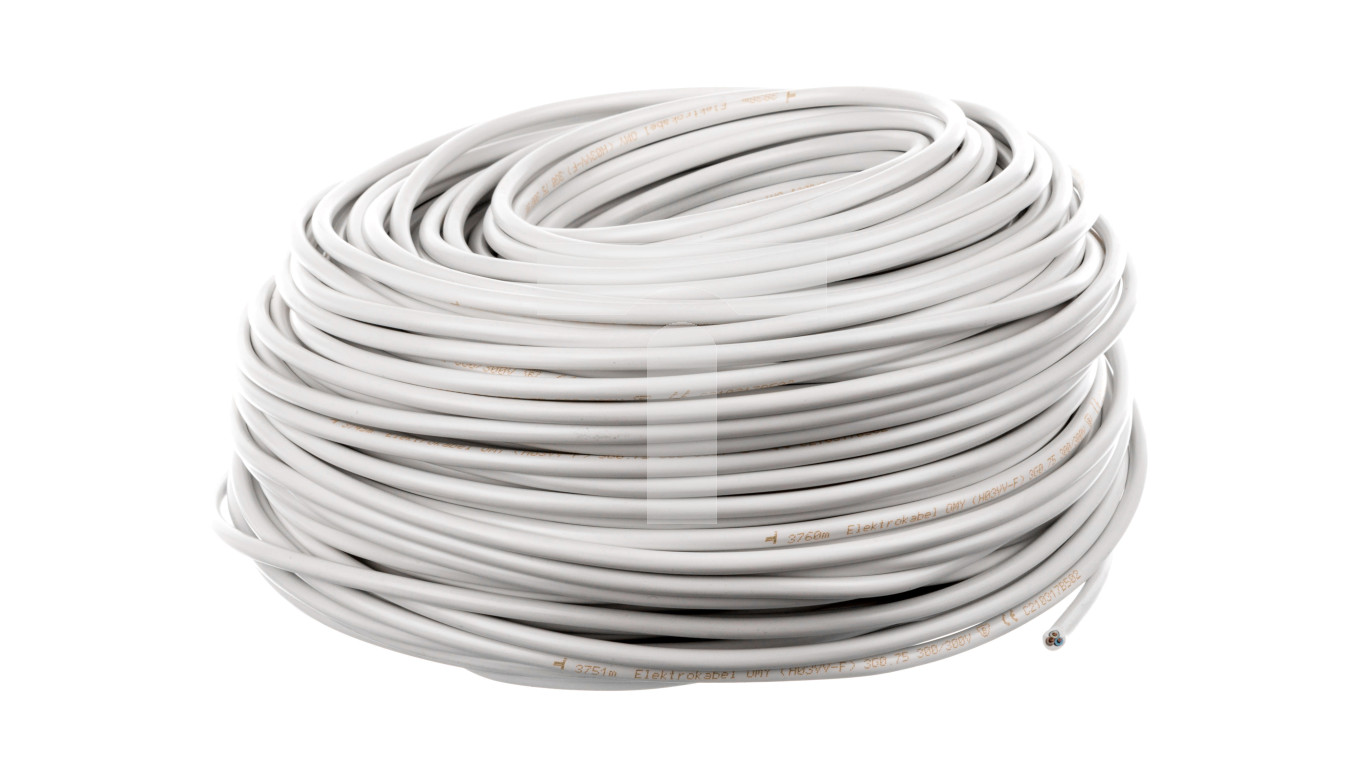 Przewód mieszkaniowy H03VV-F (OMY) 3x0,75 żo biały /100m/ – ELEKTROKABEL FABRYKA KABL | TIM SA