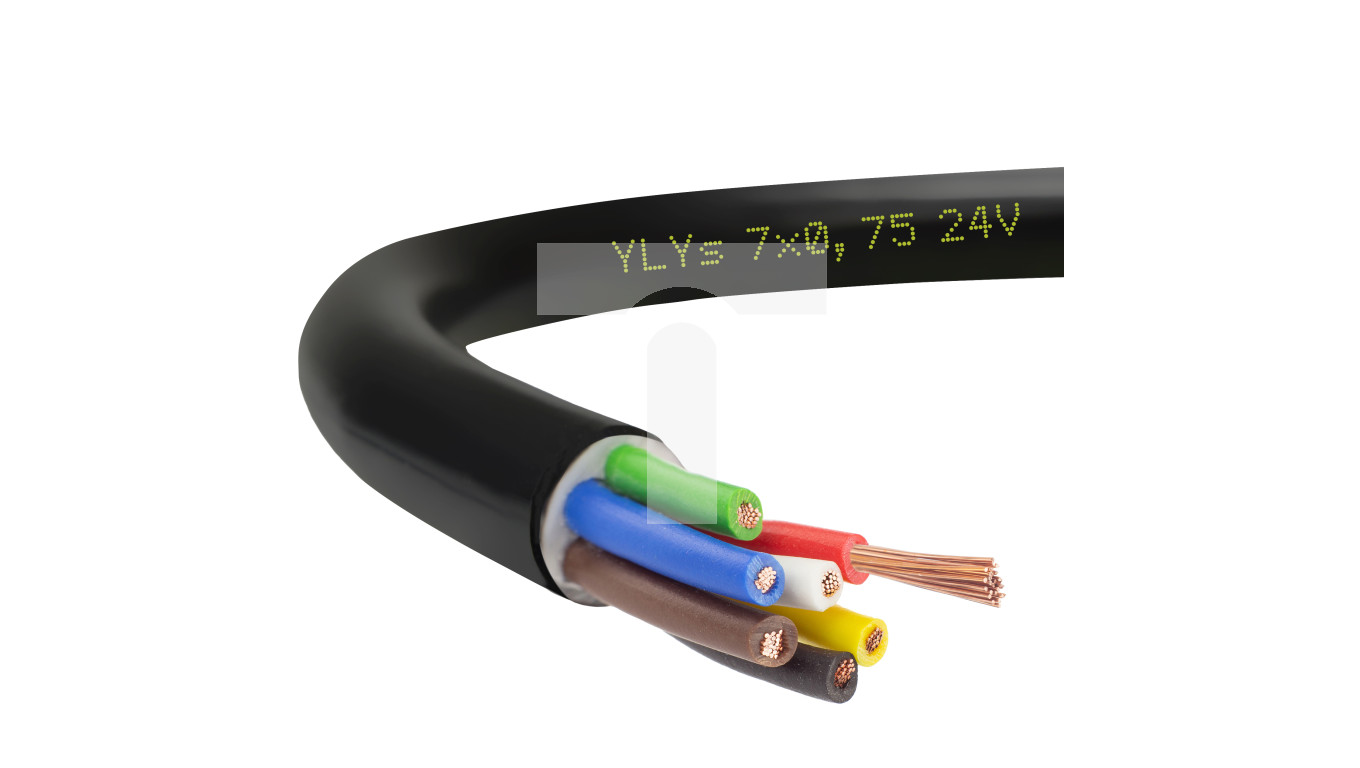 Przewód przyczepowy samochodowy YLYs 7x0,75 24V Elektrokabel /200m ...