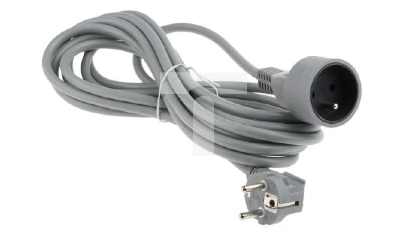 Przewód zasilający, 5m, 16 A, 250 V, Szary, złącze A: CEE 7/7, Schuko ...