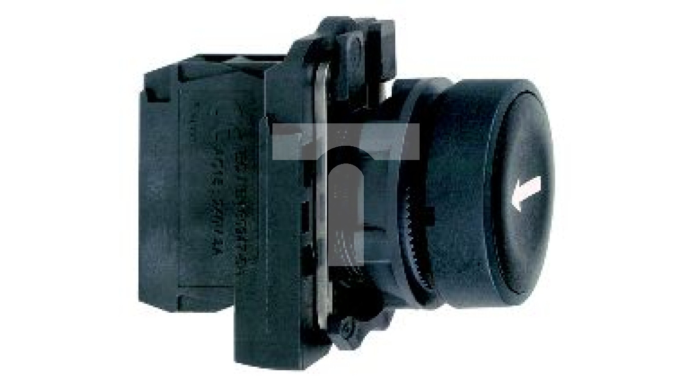 Przycisk kompletny czarny kryty fi 22 z sam. powr. - ,strzałka w doł ...