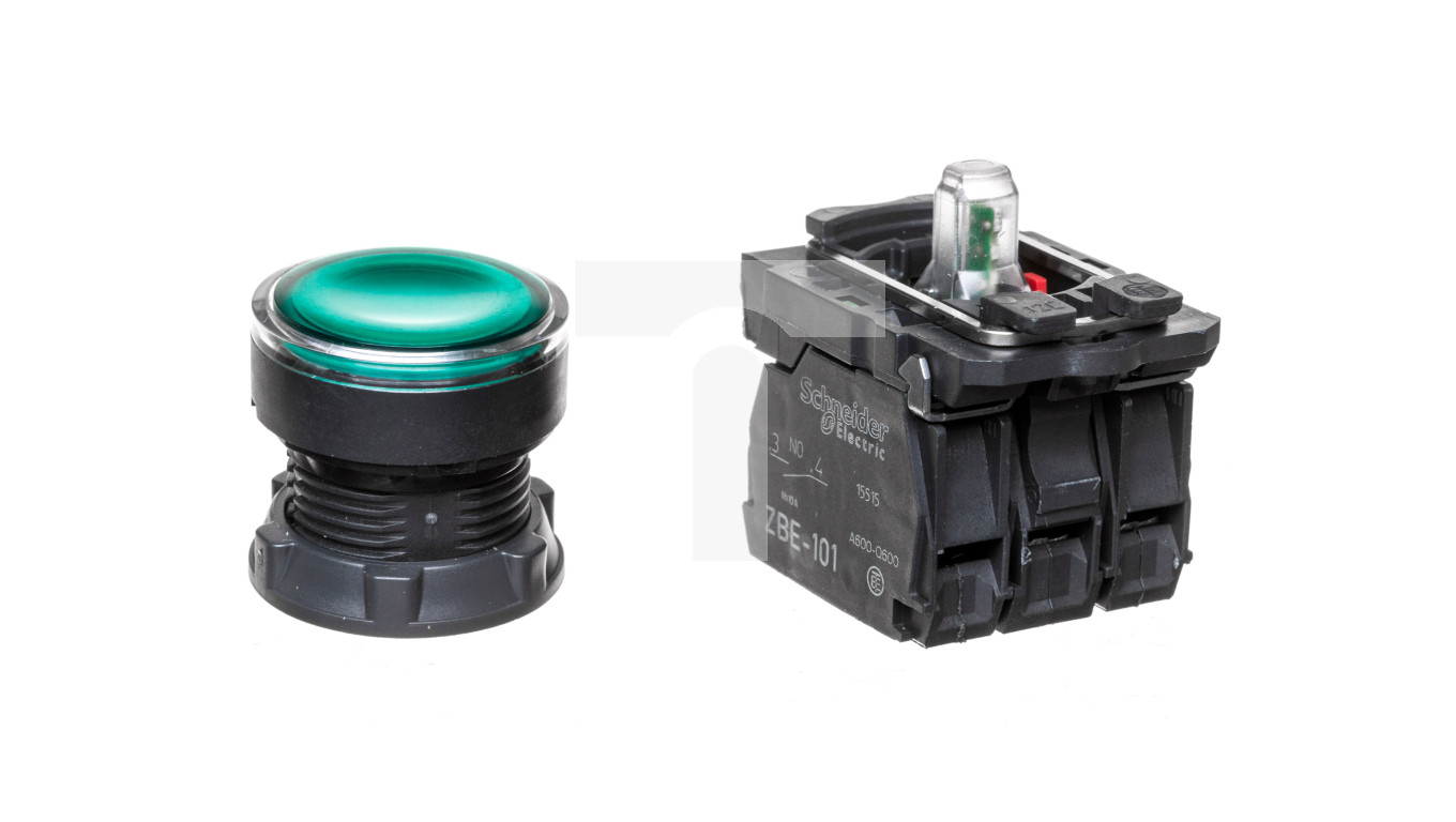 Przycisk sterowniczy podświetlany 22mm samopowrotny zielony 1Z/1R XB5AW33M5 – Schneider | TIM SA