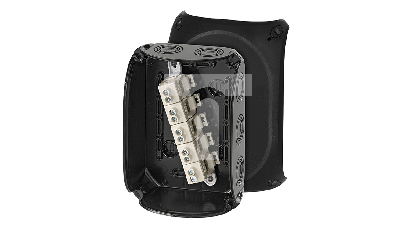 Puszka n/t 180x130x77mm 5P 10mm2 IP66/67 czarna KF 1010 B 62000062 – HENSEL | TIM SA
