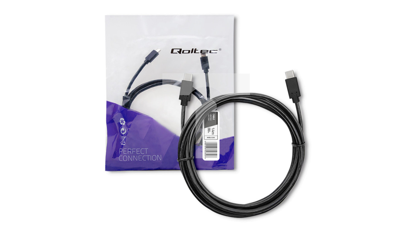 Qoltec Kabel USB 3.1 typ C męski USB 3.1 typ C męski 1.4m Czarny ...