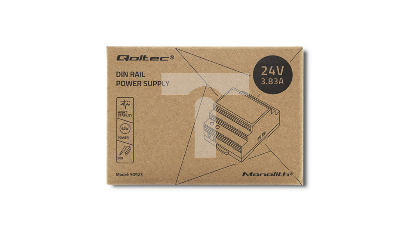 Qoltec Zasilacz na szynę DIN 92W 24V 3.83A Szary – Qoltec | TIM SA