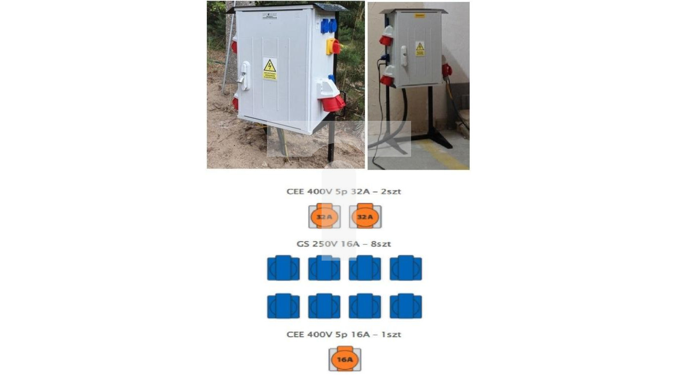 Rozdzielnica budowlana ERB63A2 na stojaku, IP54, gniazda: 2x CEE 32A ...