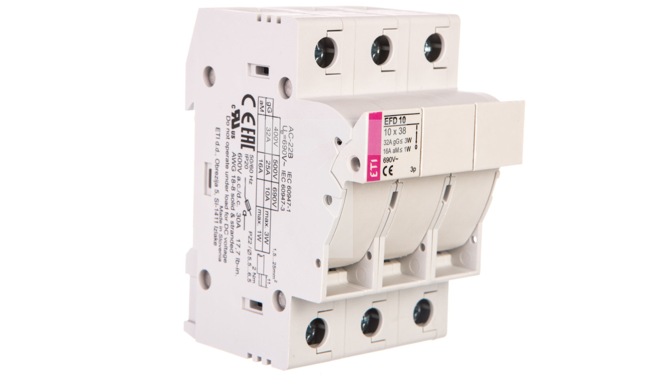 Rozłącznik bezpiecznikowy 3P 32A 10x38mm EFD 10 002540004 – ETI Polam | TIM SA