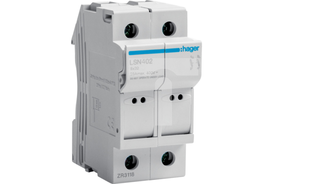 Rozłącznik bezpiecznikowy cylindryczny 2P 25A 8,5x31,5mm L32 LSN402 – HAGER POLO | TIM SA