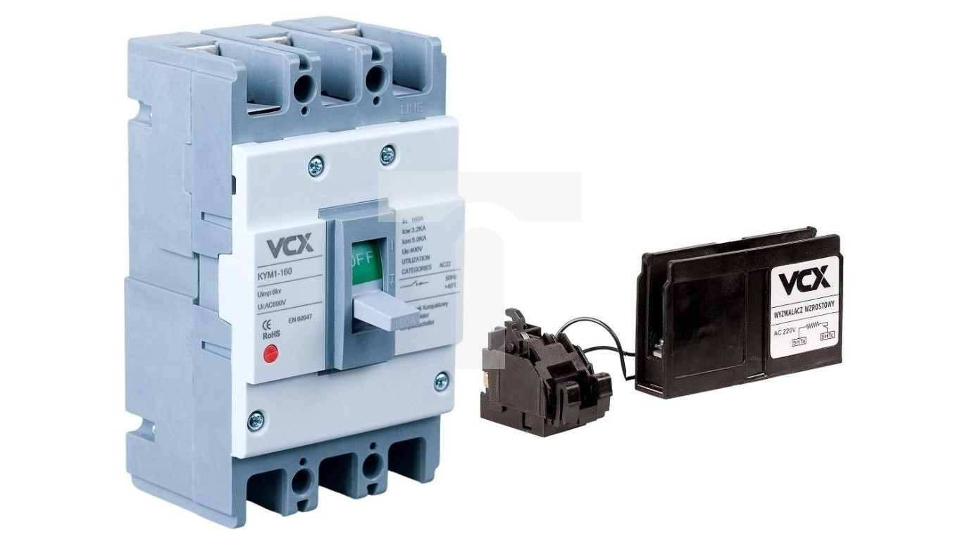 Rozłącznik kompaktowy wyłącznik z wyzwalaczem 160A 3P KYM zestaw VCX ...