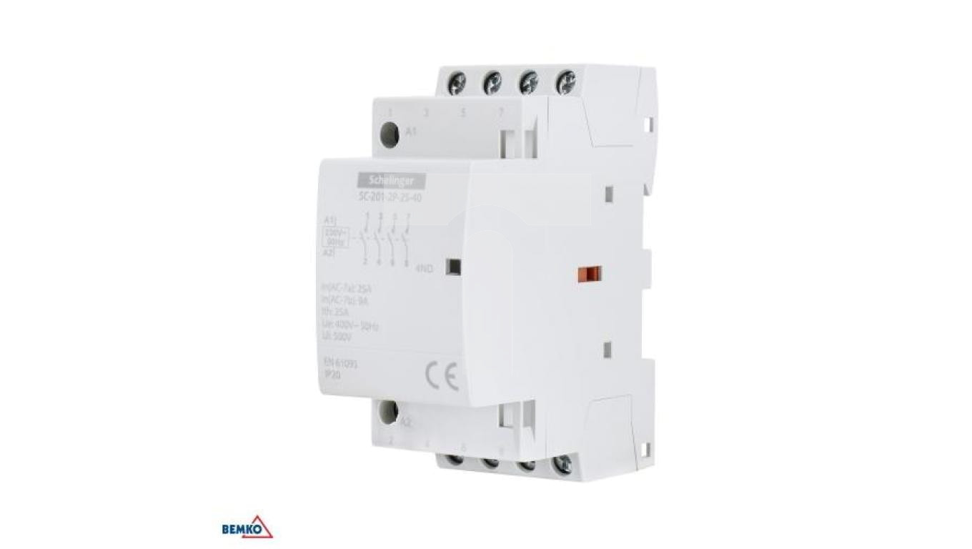 STYCZNIK MODUŁOWY SC201 2P 25A TYP 40 (4NO+0NC) SCHELINGER A62-SC-201 ...