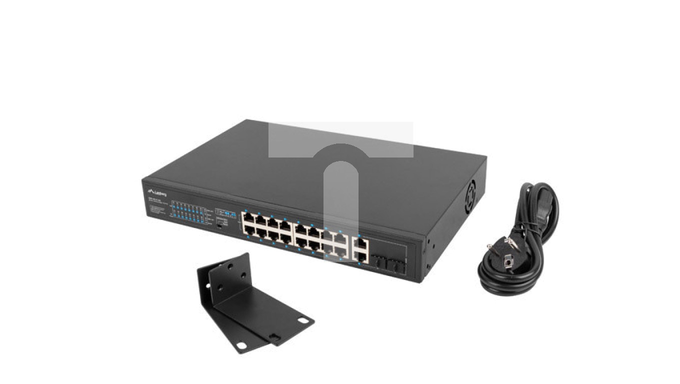 SWITCH LANBERG 16X 100MB POE+/2X COMBO NIEZARZĄDZALNY RACK 19 GIGABIT ...