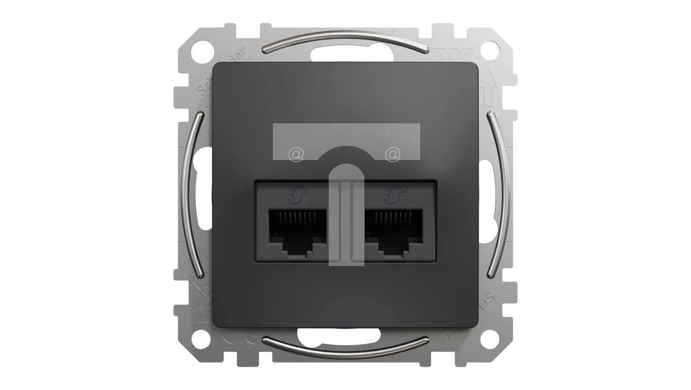 Gniazdo komputerowe podwójne RJ45 kat. 5e UTP, czarny antracyt, Sedna ...