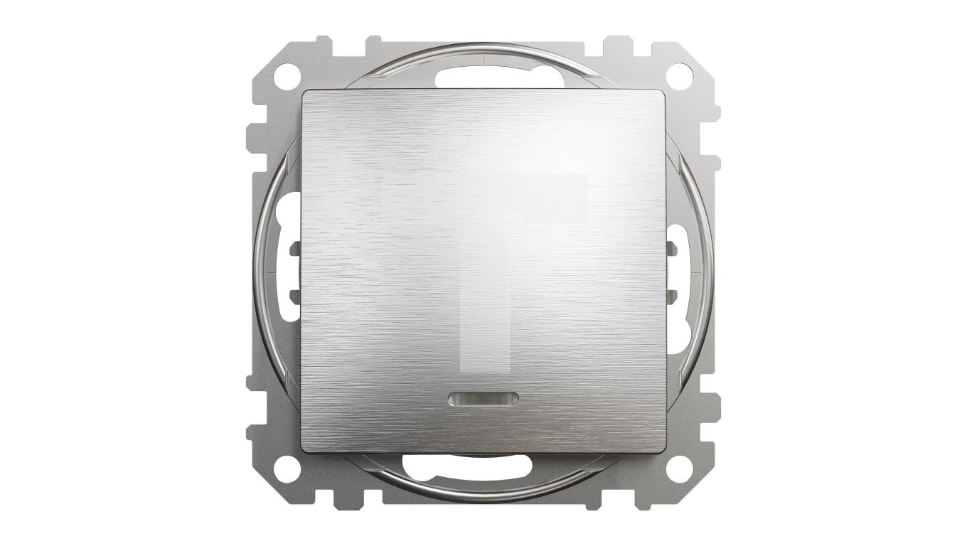 Łącznik 1-biegunowy z podświetleniem, szczotkowane aluminium, efekt met ...