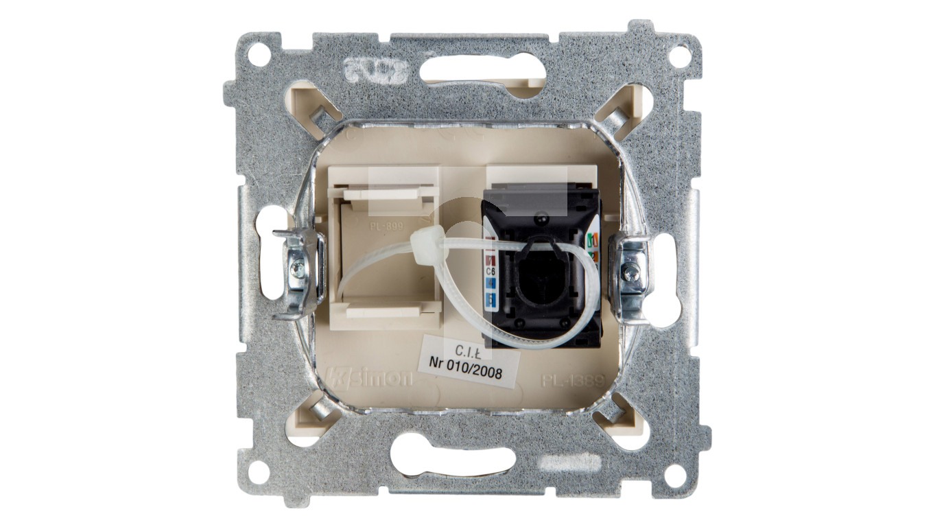 Simon 54 Gniazdo komputerowe pojedyncze RJ45 kat.6 z przesłoną kremowe ...