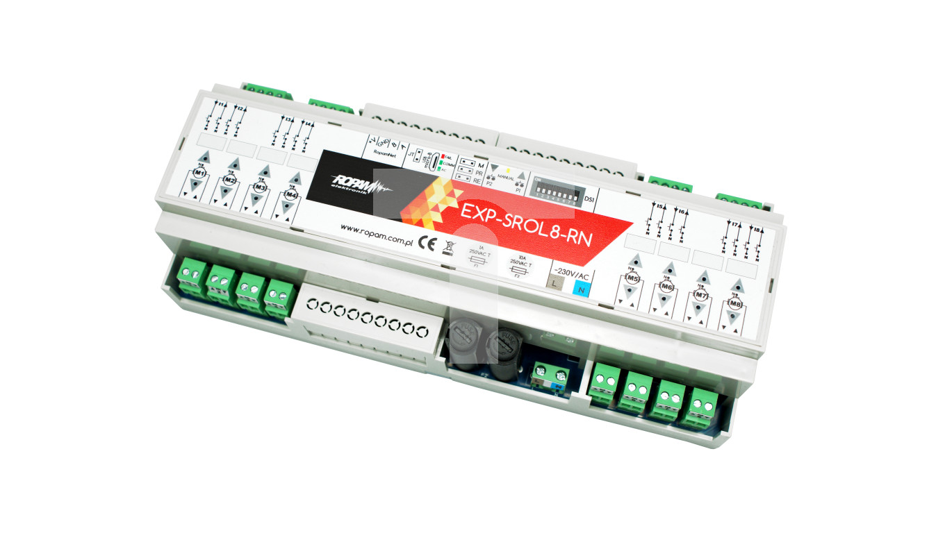 Sterownik rolet autonomiczny ze sterowaniem centralnym, 8 rolet 230V ...