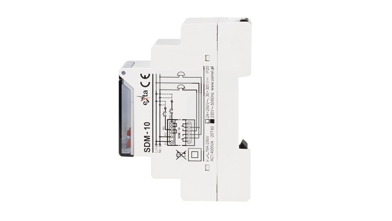 Sterwonik dzwonka szkolnego 2-modułowy 230VAC 16A SDM-10 EXT10000118 – ZAMEL | TIM SA