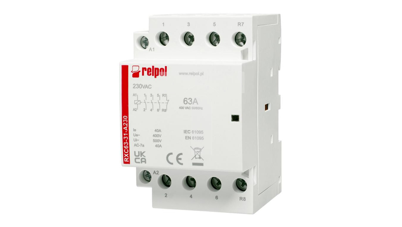 Stycznik instalacyjny 400 V AC 63 A 230 V AC RXC63-31-A230 – RELPOL ...