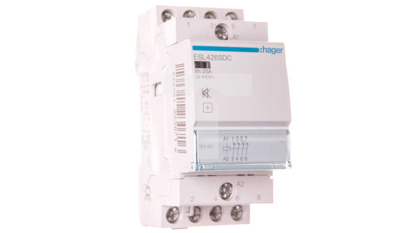Stycznik modułowy cichy 25A 4R 12V AC/DC ESL426SDC – HAGER POLO | TIM SA
