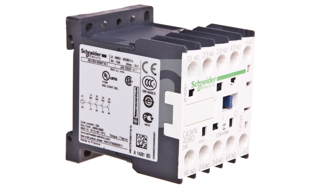 Stycznik pomocniczy 10A 4Z 0R 24V DC CA3KN40BD – Schneider | TIM SA
