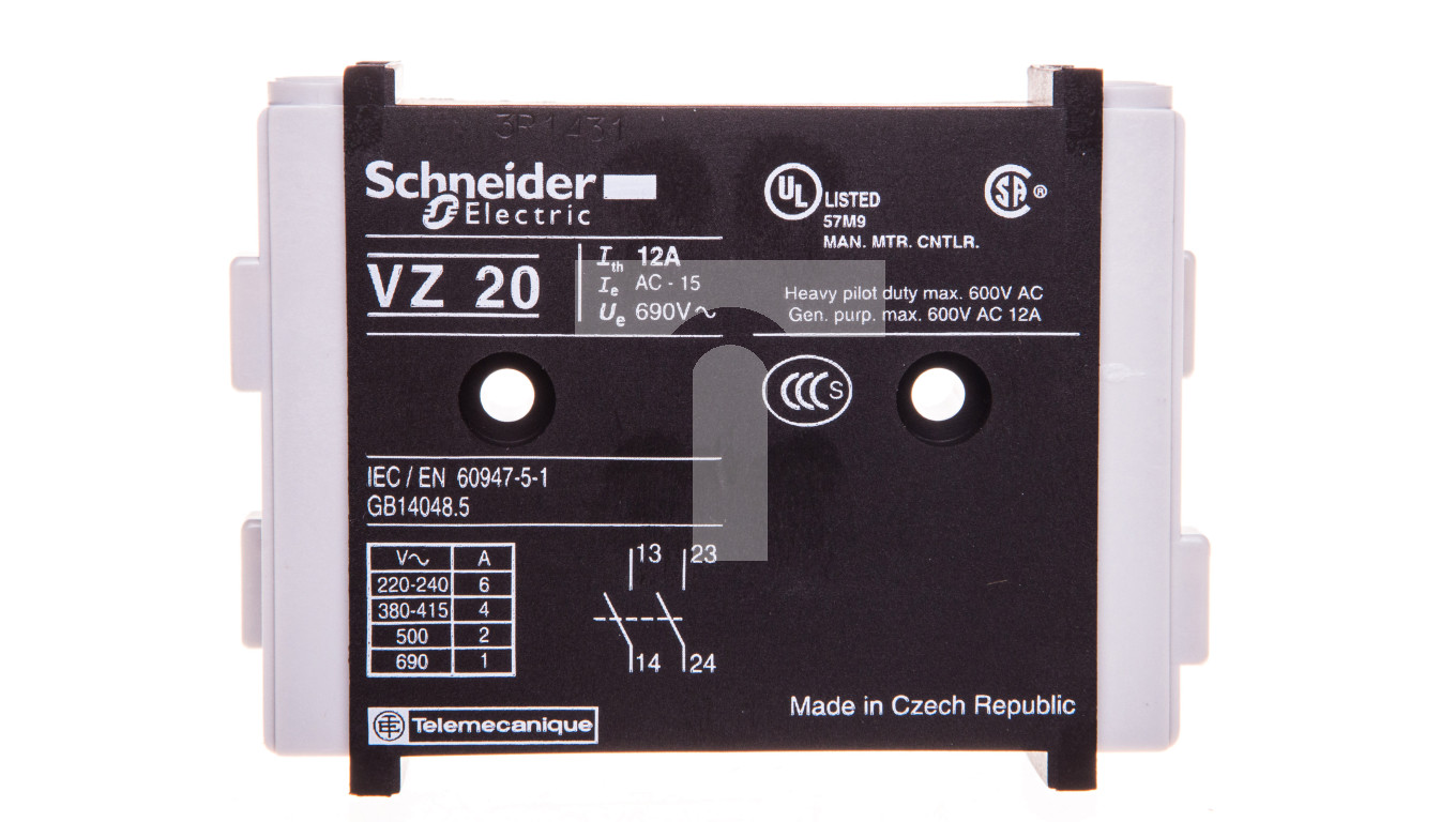 Styk pomocniczy 1 NO + 1 NO montaż boczny VZ20 – Schneider | TIM SA