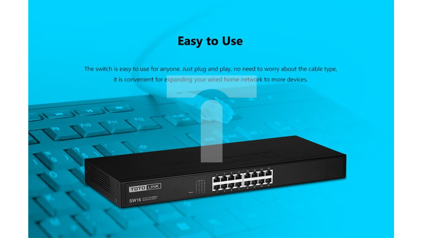 Switch 16x Rj45 100mb S Obudowa Rack Niezarządzany Totolink Sw16