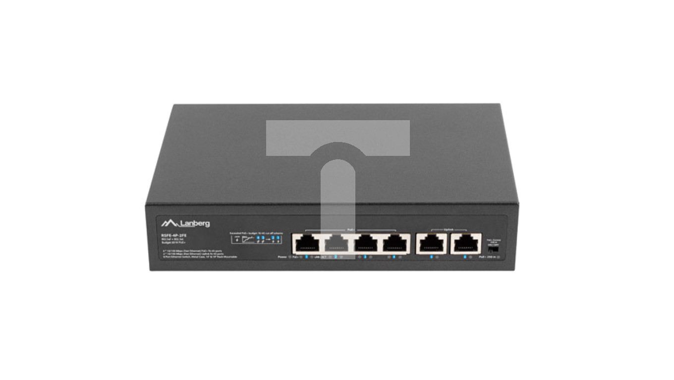 Switch LANBERG 4x 100MB POE+ / 2x 100MB RACK 10/19 FAST ETHERNET 60W ...