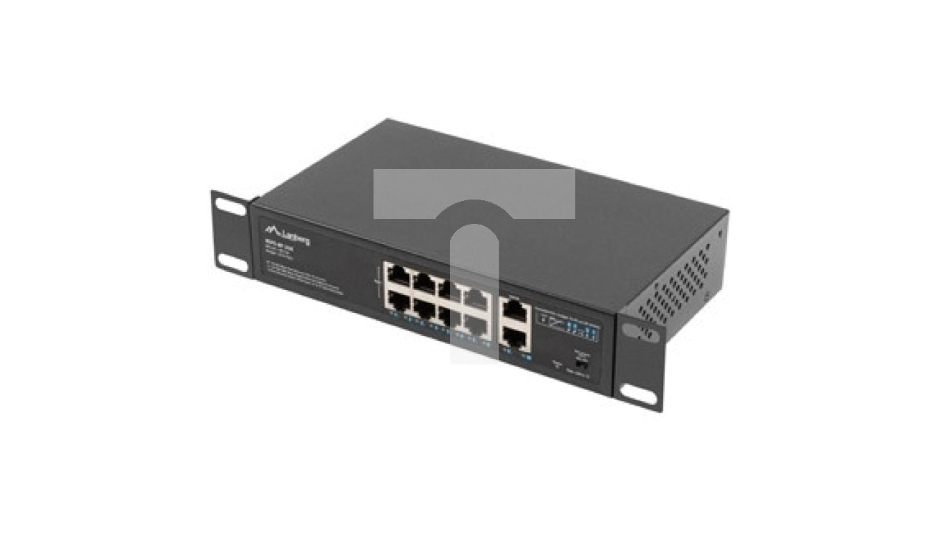 Switch RACK 10x port RJ45 (Fast Ethernet, w tym 8x PoE+ i 2x UpLink 1Gb ...