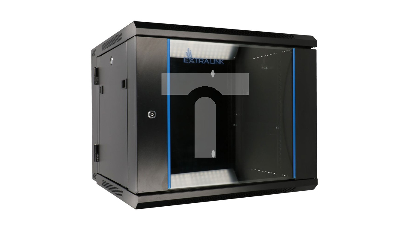 Szafa rack montowana na ścianie, dwusekcyjna Extralink 9U 600x600 AZH ...