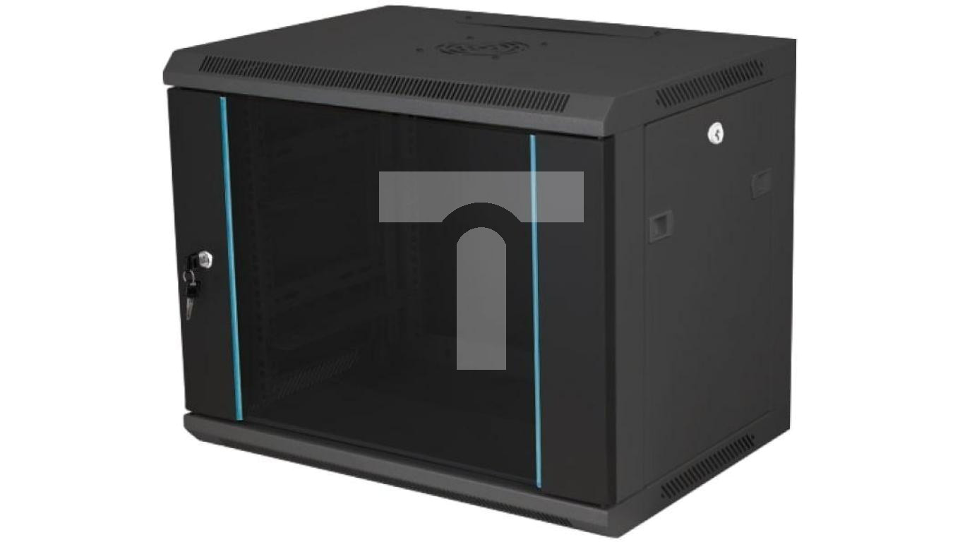 Szafka rack wisząca 19 9U 600x450, drzwi szklane, kolor czarny FLAT ...