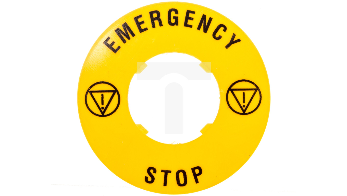 Szyld opisowy fi 60mm EMERGENCY/STOP LPXAU115 – LOVATO | TIM SA