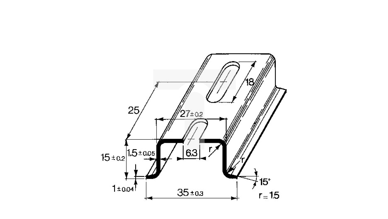 Szyna montażowa DIN stalowa perforowana 35x15x1000mm 6,3x18mm TS35 ...