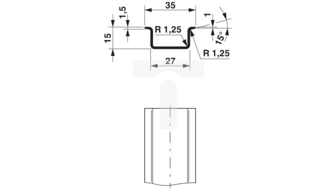 Szyna montażowa galwanizowana TH, bez otworów NS 35/15 ZN UNPERF 2000mm ...